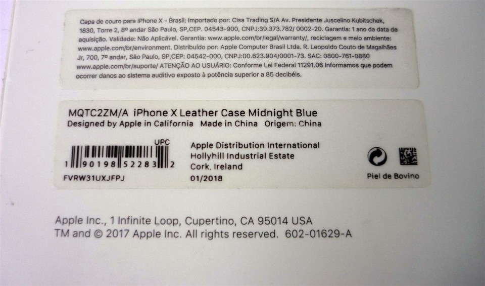 Genuine / Official Apple iPhone X Leather Case / Cover - Midnight Blue ...