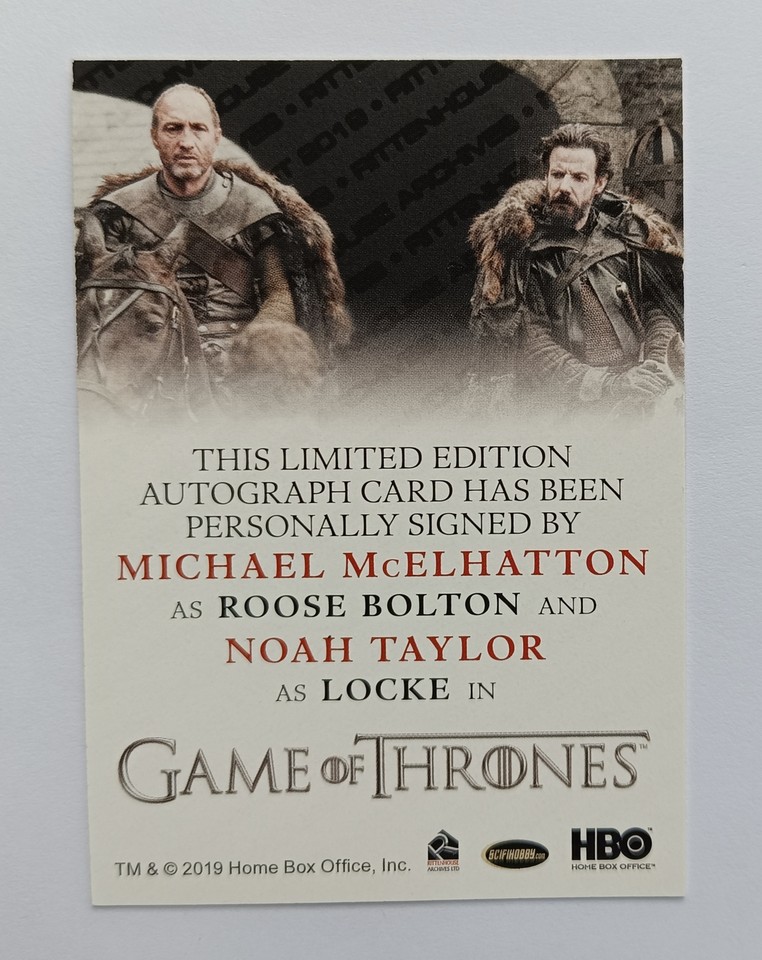 2019 Game of Thrones Michael Mcelhatton Noah Taylor Dual auto autograph ...