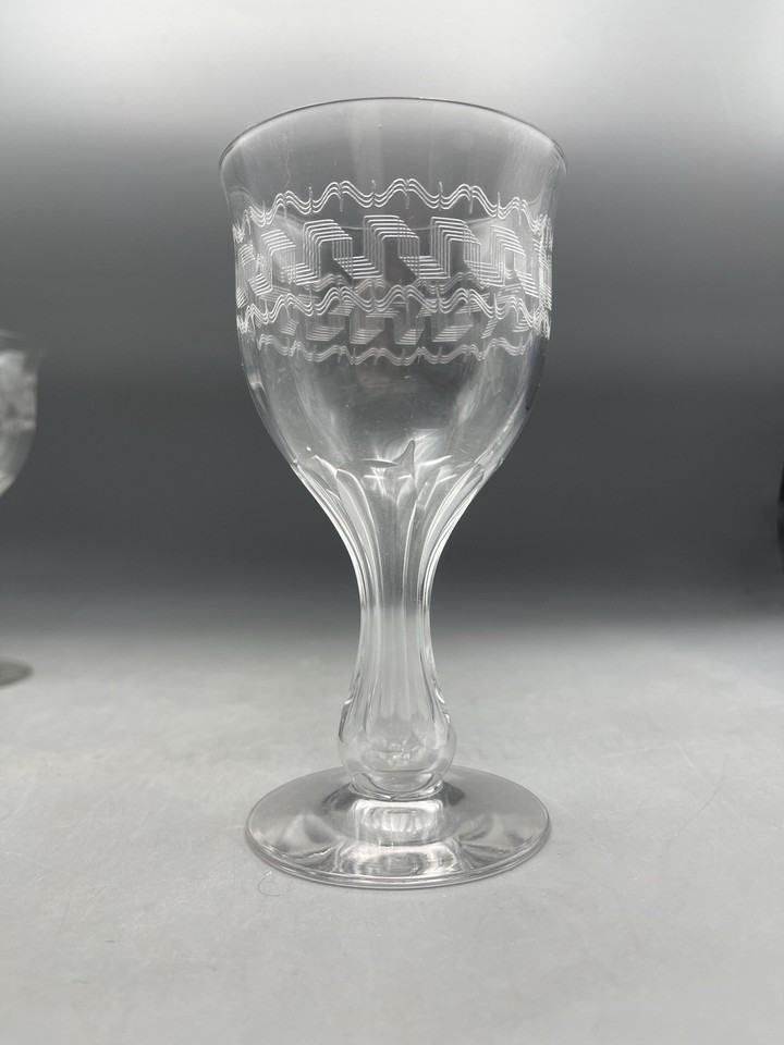 Antique Fostoria Etch 45 Greek Hollow Stem Champagne Glasses Set Of 5 ...