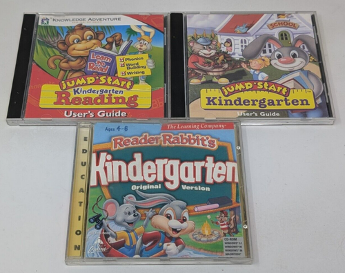 VIntage JumpStart Kindergarten Reading & Reader Rabbit PC Window CD-ROM ...