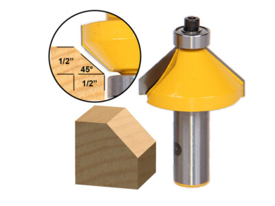 45 Degree Chamfer Edge Forming Router Bit - 1/2" Shank - Yonico 13106 ...