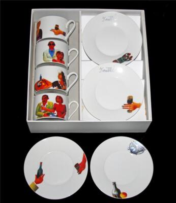 8-Pc GRAHAM KNUTTEL Terrace Waiting Game Hell's Kitchen Tea Cups ...
