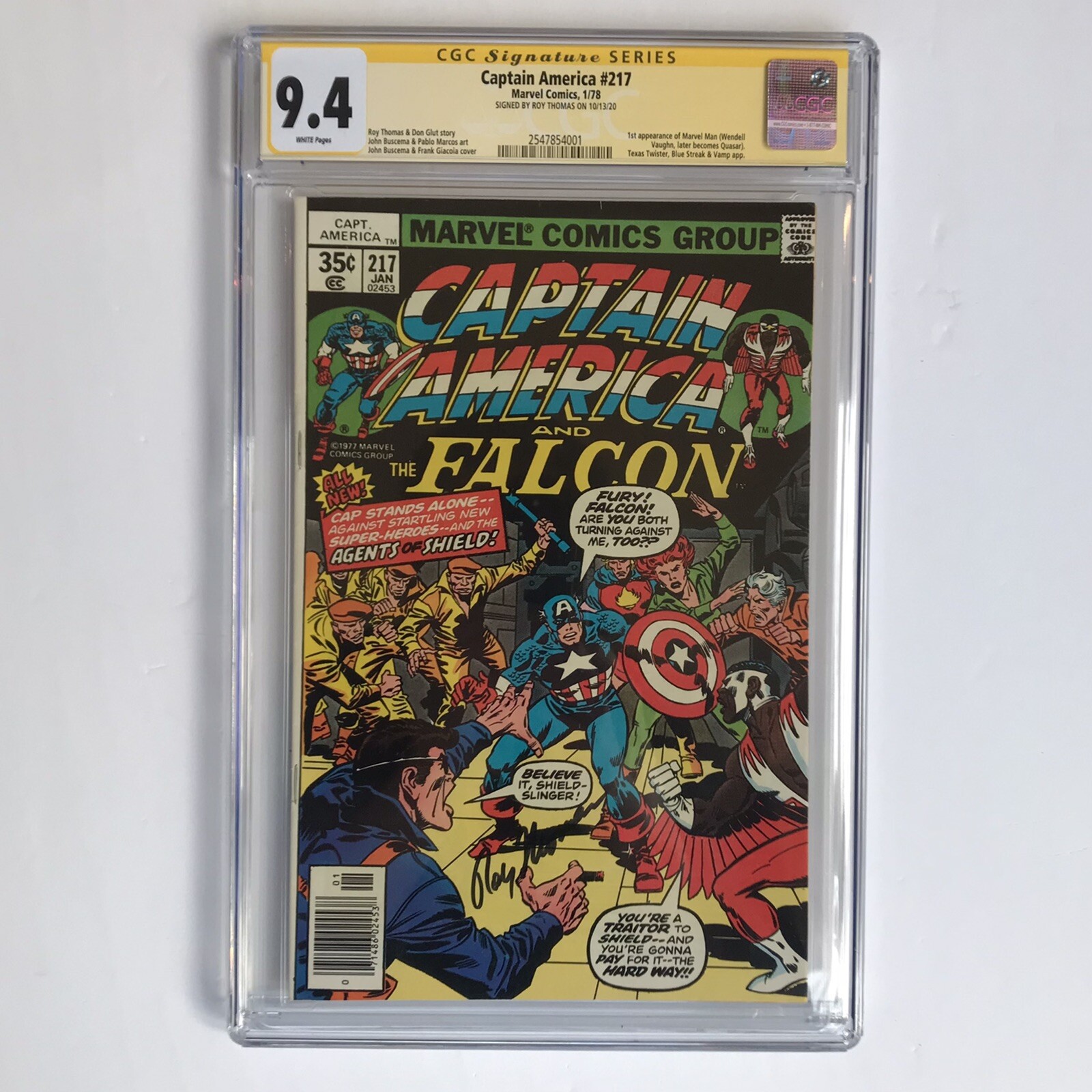 Captain America #217 🔥 1st appearance Quasar (Marvel Man) CGC 9.4 WP ...