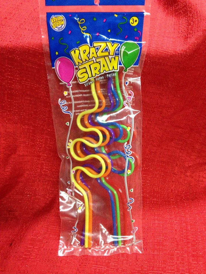 6 Pc Krazy Straws Assorted Colors Party Favors Gifts Loot Bags Brand ...