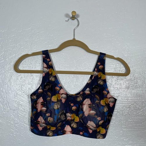Knix Women S+ Blue Floral Scoop Neck Pull Over Bra Seamless Removeable ...