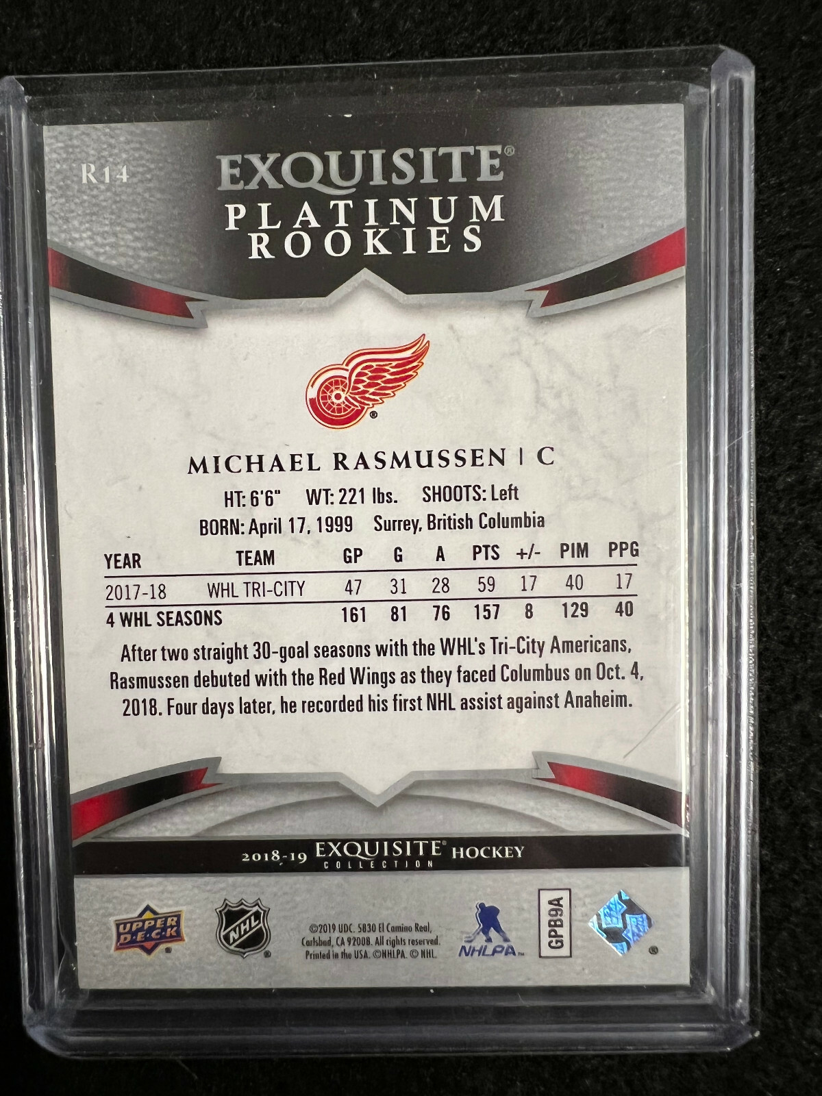 2018-19 U.D. Exquisite Collection Platinum Rookie 43/299 Michael ...