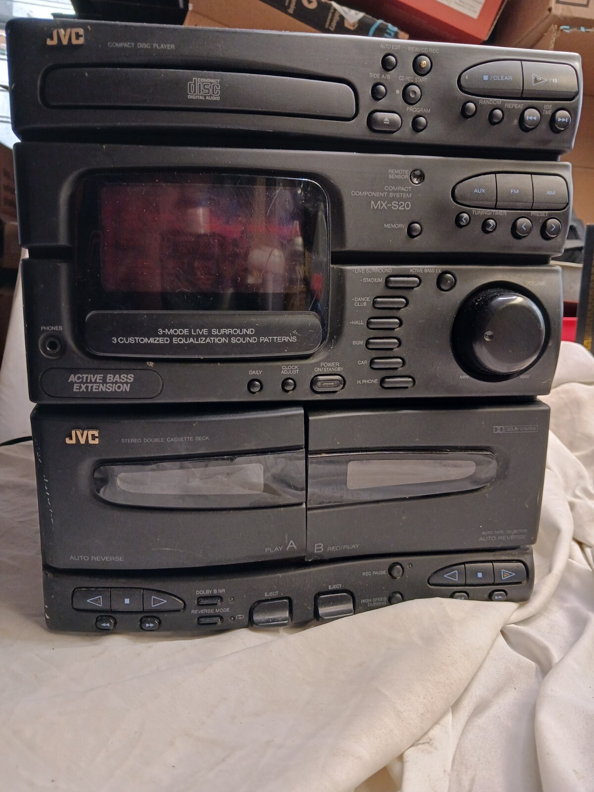 Vintage JVC CA-S20BK Home Bookshelf Stereo System CD Aux Tape Radio ...