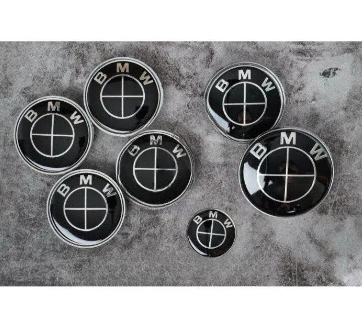 BMW Badges 82MM, 74mm + Steering Wheel 45mm, 7 Piece Set, 68mm Caps ...
