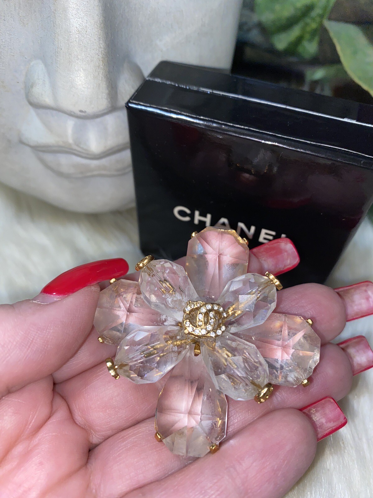 Coco Chanel Rare Camellia Flower Stunning Crystal Gla… - Gem