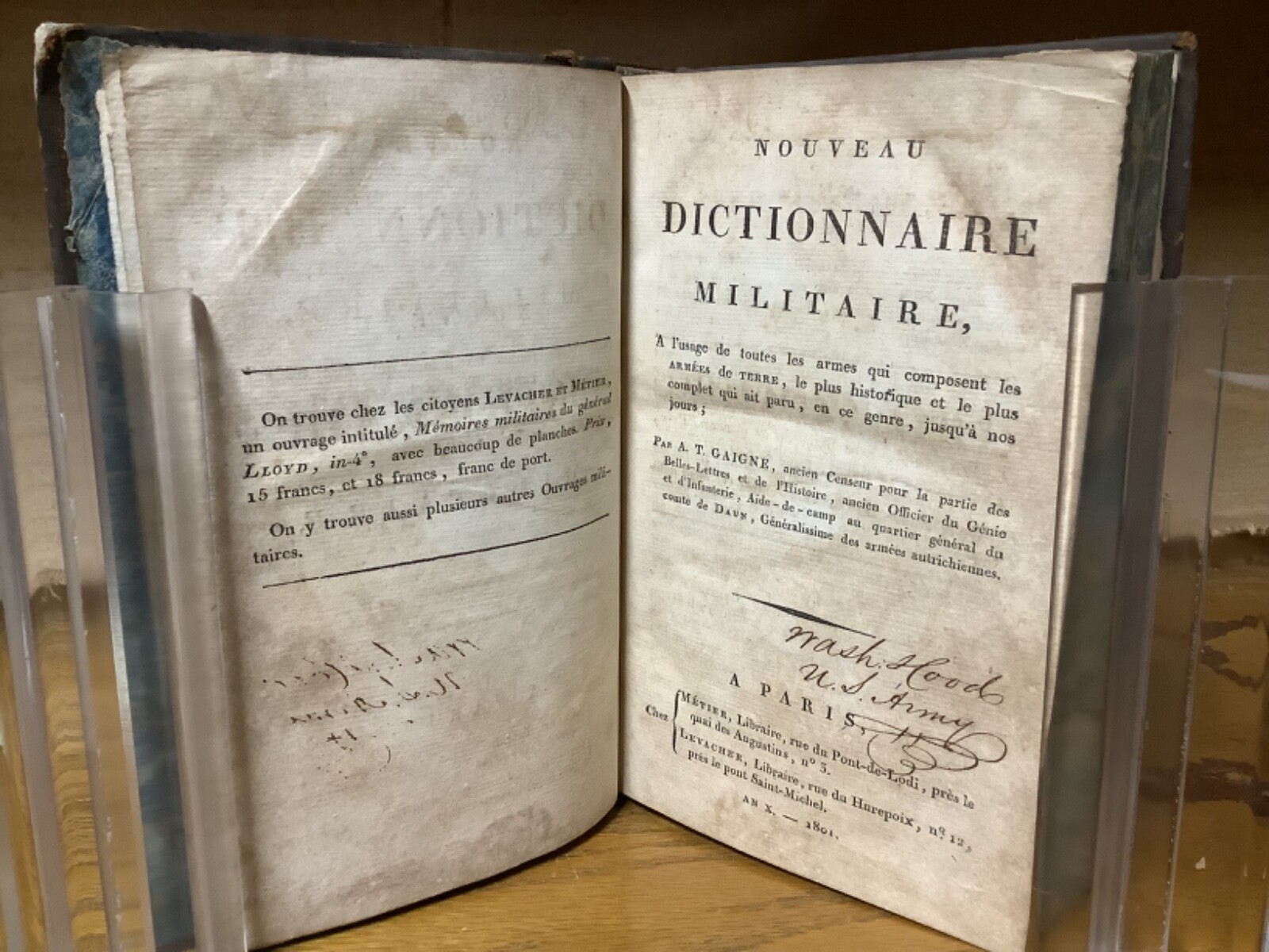 1801 Nouveau Dictionnaire Militaire - Owned By West Point Officer | eBay