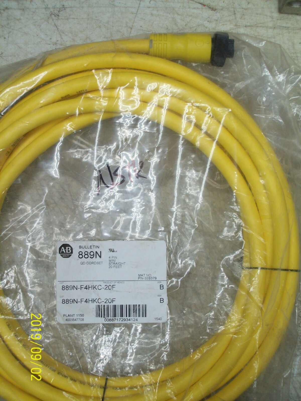 Allen Bradley 889N-F4HKC-20F SER B QD CORDSET 4 PIN STRAIGHT | eBay