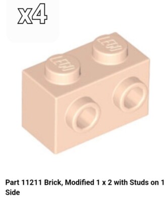 11211 LEGO NEW Parts Brick Modified 1x2 w/ Side Studs LIGHT NOUGAT ...