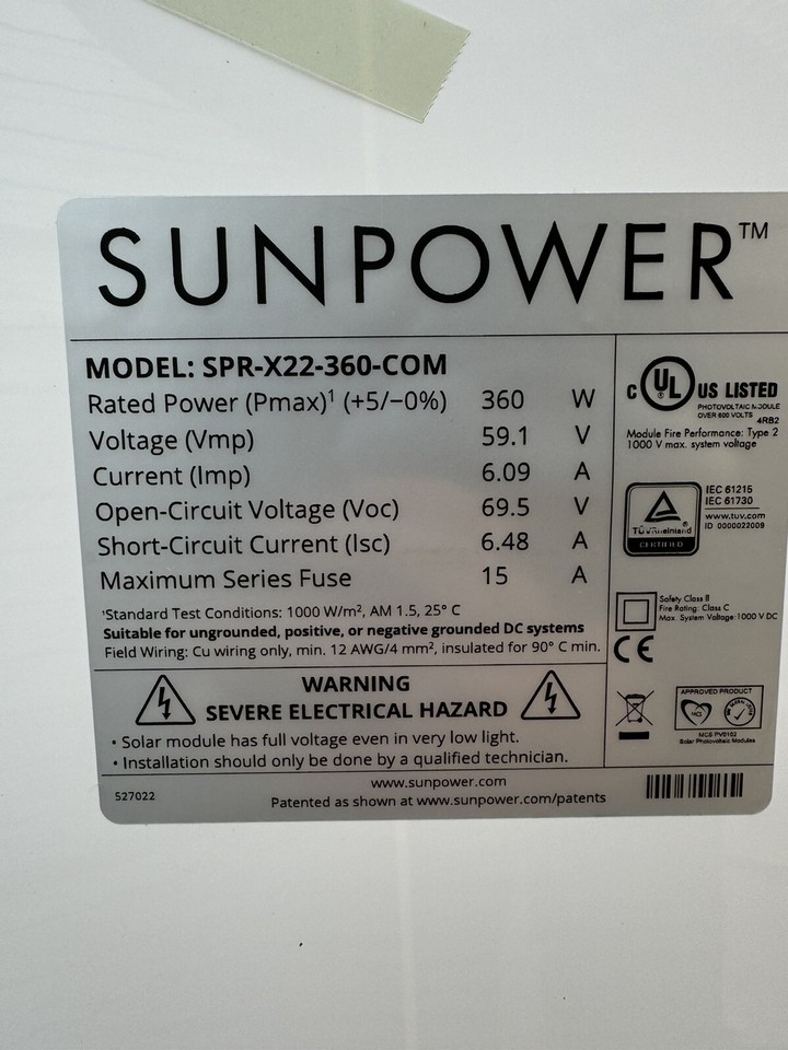 10pcs Sunpower Maxeon Gen III 360W Solar Panel NEW SPR-X22-360-com | eBay