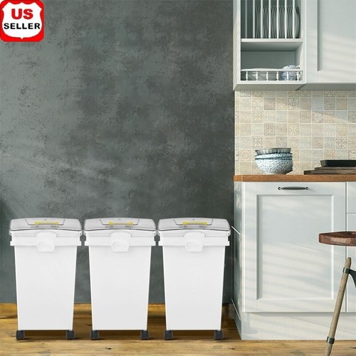 Ingredient Storage Bin Set 25L Food Containers W/ Casters Rice Flour ...