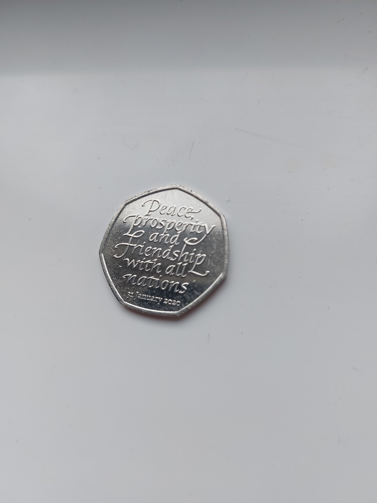 Very Rare 50p Coin Brexit *Peace, Prosperity, & Friendship With All ...
