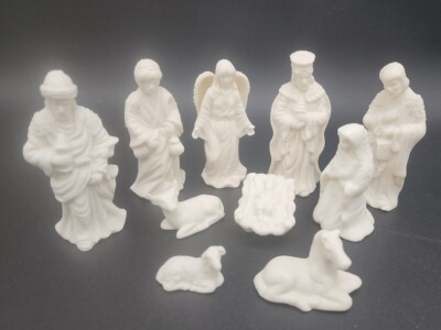 Beautiful Nativity set white Porcelain 10pc 4" World Bazaars | eBay