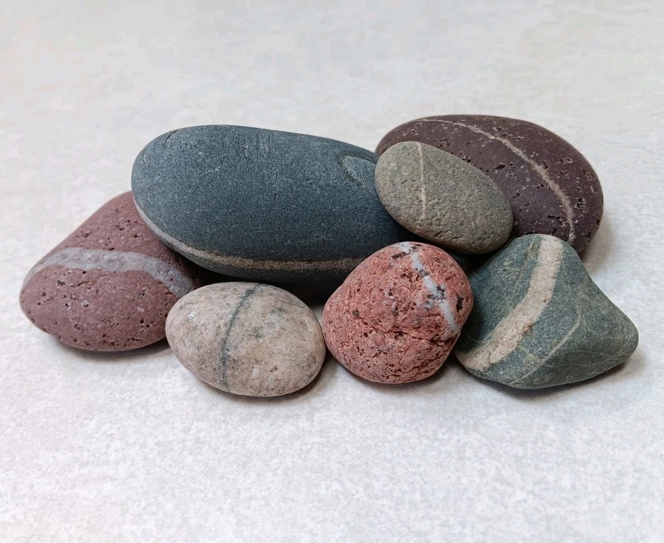 7 Wishing Stones Michigan Great Lakes Rocks Natural Beach Display Set ...