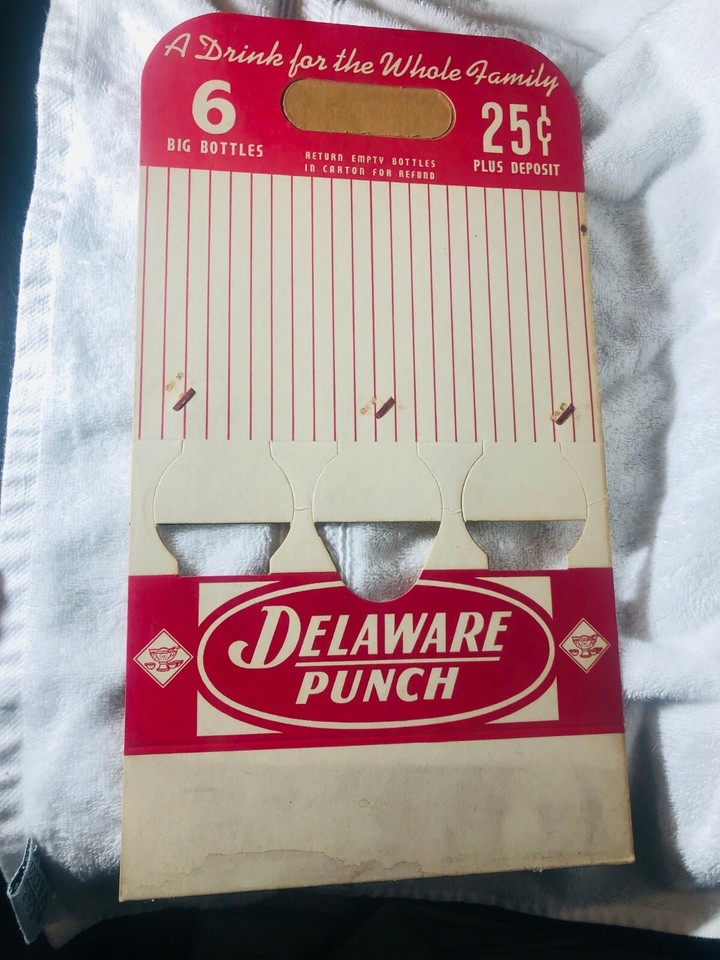 VINTAGE DELAWARE PUNCH CARRIER 6 PACK CARTON COCA COLA BRAND UNFOLDED ...