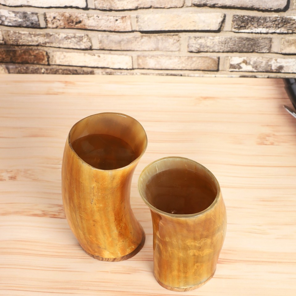 Set of 2 Medieval Ceremonial Viking Drinking Horn Glass 6" For Ale Beer ...