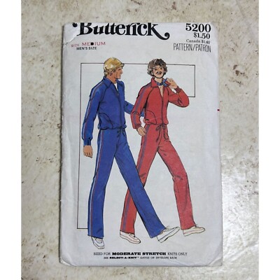 Butterick Vintage Sewing Pattern 5200 - Men's Knit Top & Pants - Sz M ...