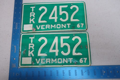 Vermont License Plate Tag VT 1967 67 Pair Set Truck 2452 | eBay