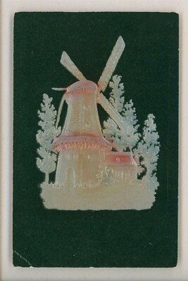 Windmill postcard silver trim heavy embossed Novelty Art Series 1324 | eBay