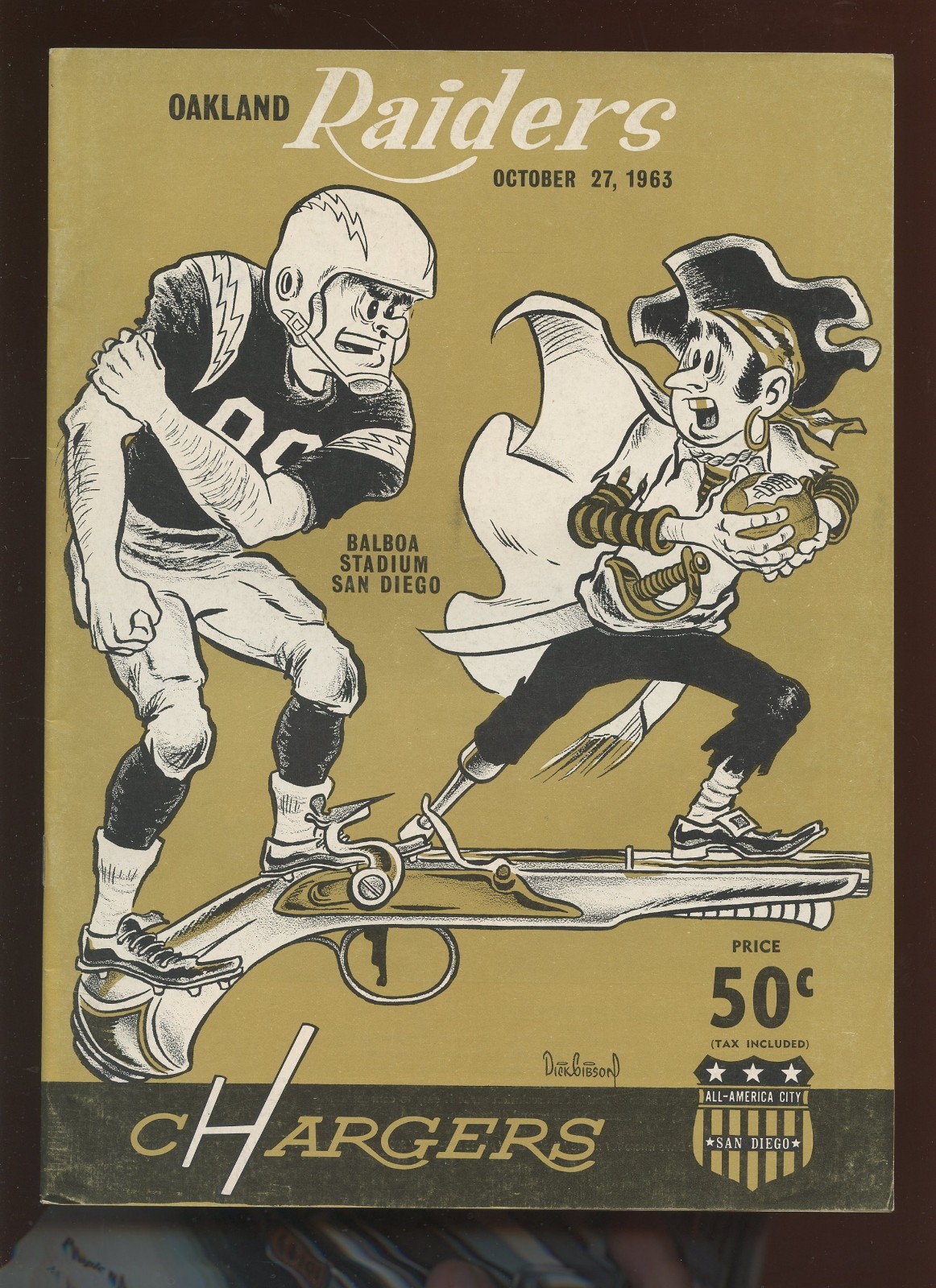 October 27 1963 AFL Program Oakland Raiders at San Diego Chargers EX+ ...