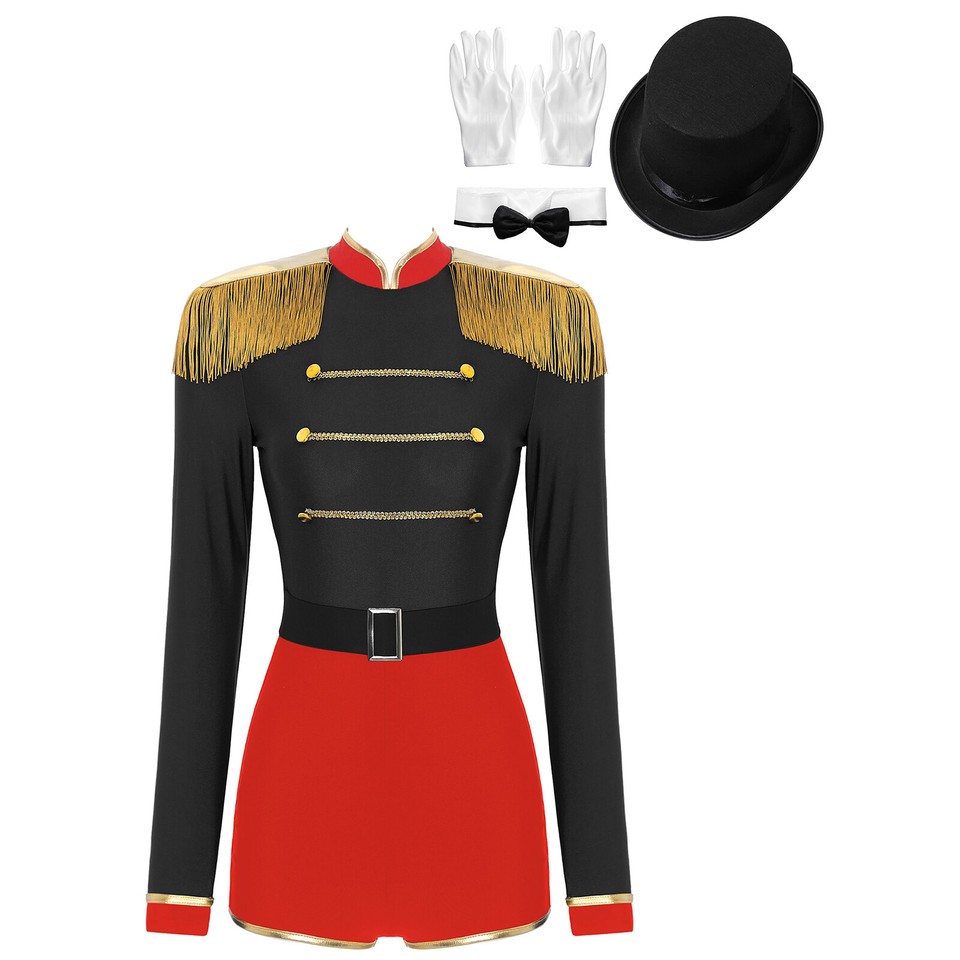 Womens Circus Ringmaster Jumpsuit Dress Halloween Showman Stage Shows ...