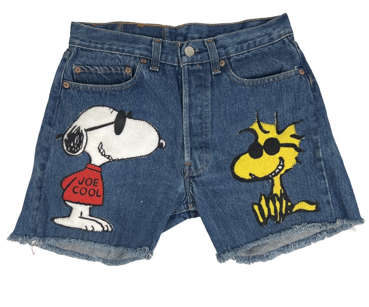 Vintage TOO CUTE Snoopy Joe Cool Woodstock 90s Denim … - Gem