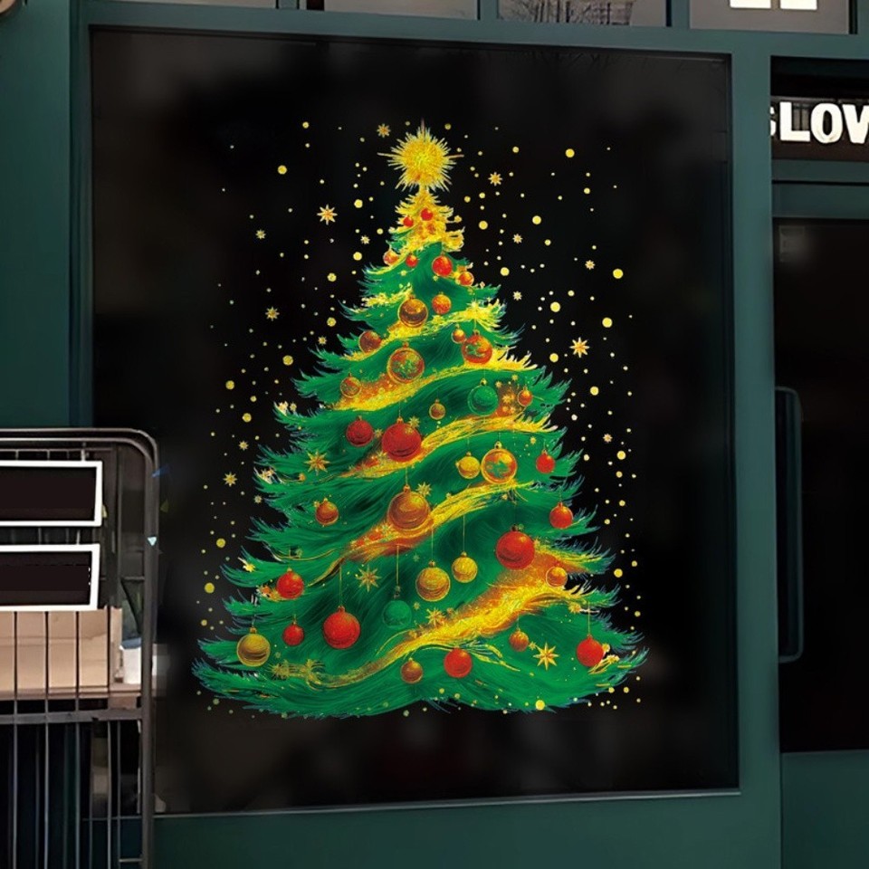 Seasonal 4Pcs Large Christmas Tree Window Decals Removable Wall ...