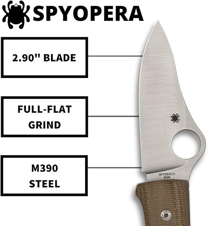 Spyderco SpyOpera Lockback Brown Canvas Micarta M390 Blade C255CMP ...