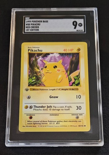 1999 Pokemon 1st Edition Base Pikachu Red Cheeks SGC 9 MINT SUPER RARE ...