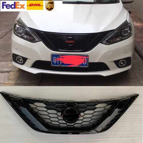 2016-2019 Nissan Sentra Front Bumper Upper Grille Gloss Black Honeycomb ...