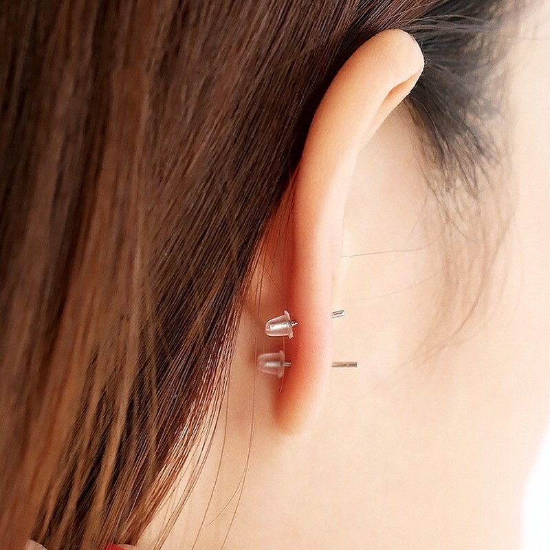 20x Silicone Ear Plugs Transparent Earring Back Stopper Studs for Stud ...