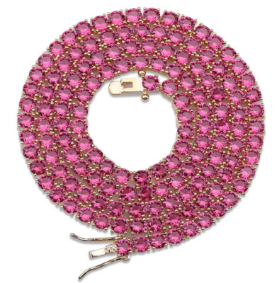Pink Tennis chain Unisex Jewelry Hip-pop Style 4mm 18in/22in | eBay
