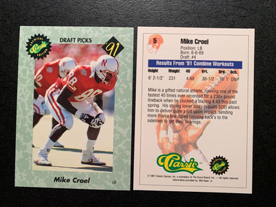 MIKE CROEL Nebraska 1991 Classic Draft Picks Card #5 DENVER BRONCOS | eBay