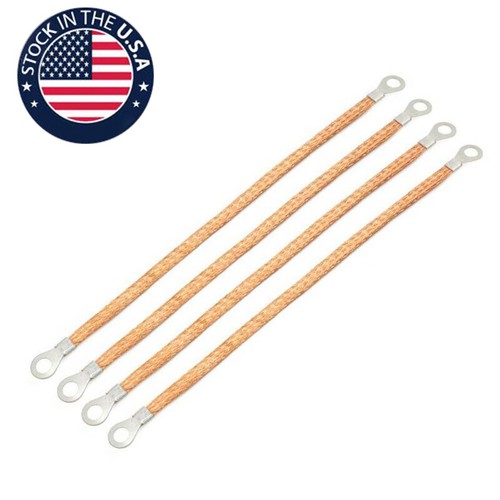 4PCS 11.4" Braided Copper Engine Ground/Bonding Strap Cable Kit For Car ...
