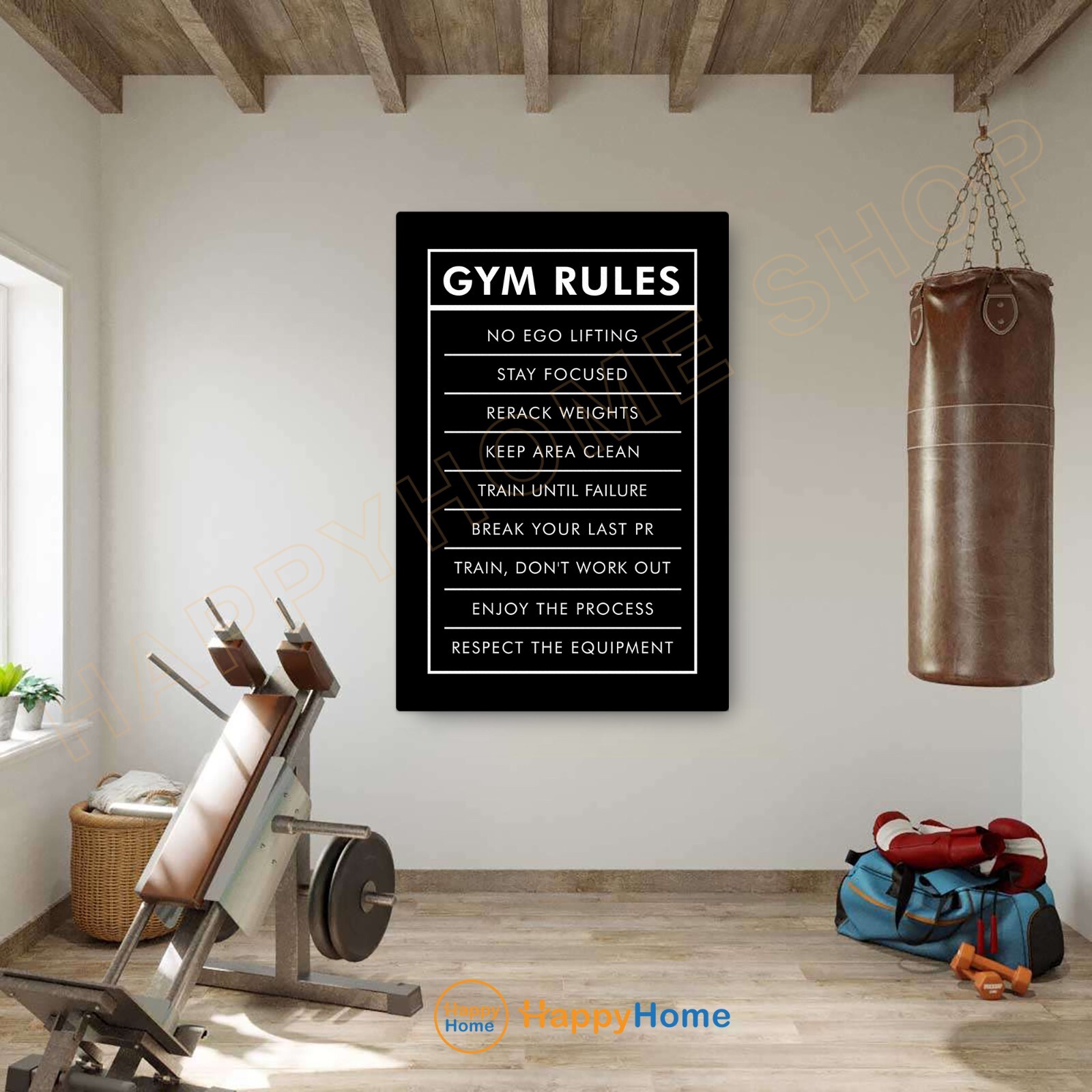 Gym Rules Wall Art Home Gym Decor Workout Room Gym Fitness Quote Print ...