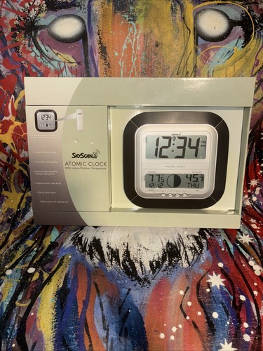 SkyScan Atomic Clock with Moon Phase Temperature Indoor Model #87801 | eBay