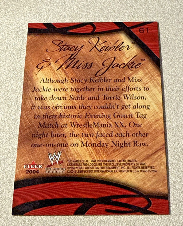 2004 Fleer WWE Divas Cat Fights #61 Stacy Keibler Miss Jackie | eBay
