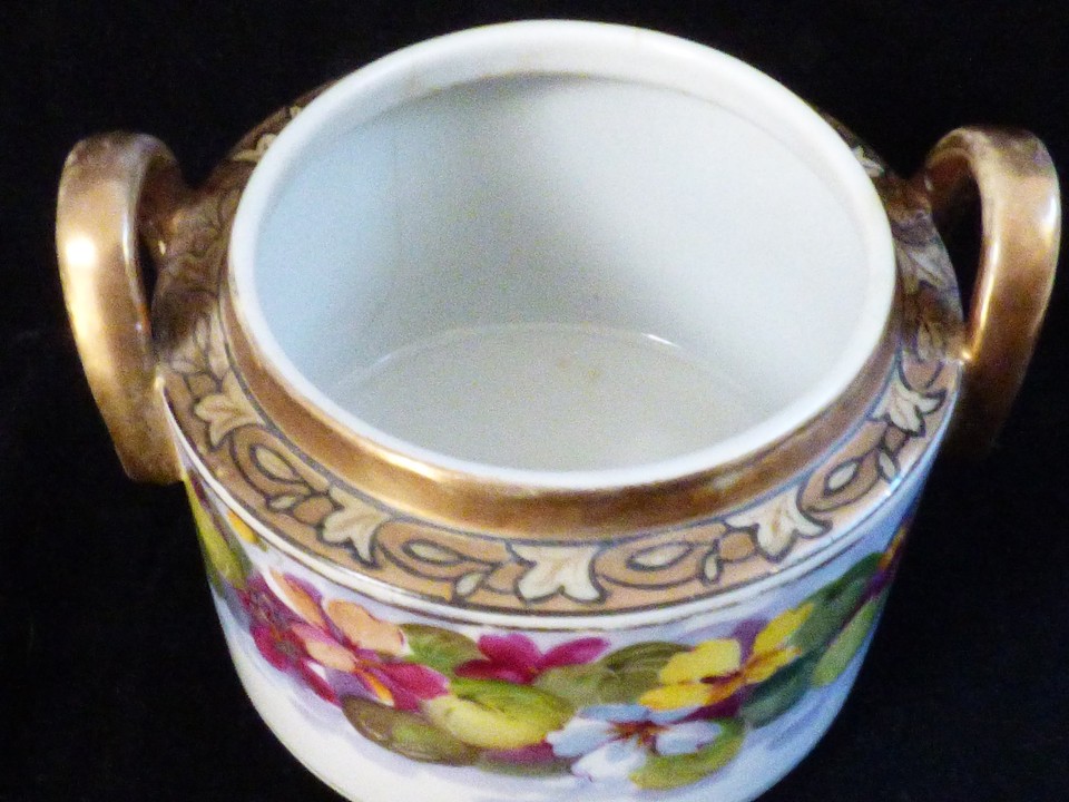 VTG Nippon M Morimura Noritake Floral Sugar Jam Jar Hand Painted Japan ...