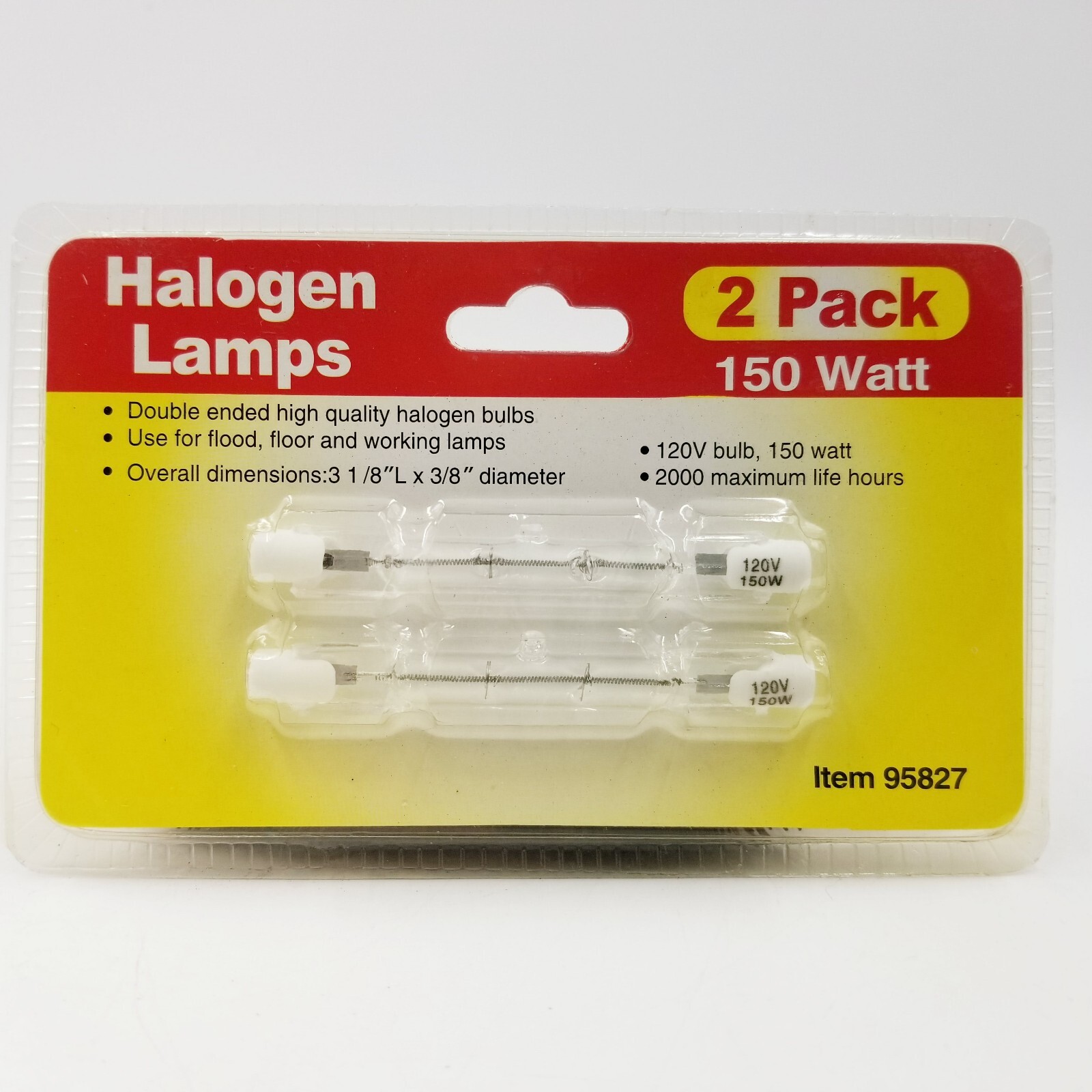 150 Watt Halogen light bulbs 2 pack 3 1/8 L x 3/8” Diameter 2000 Hours ...