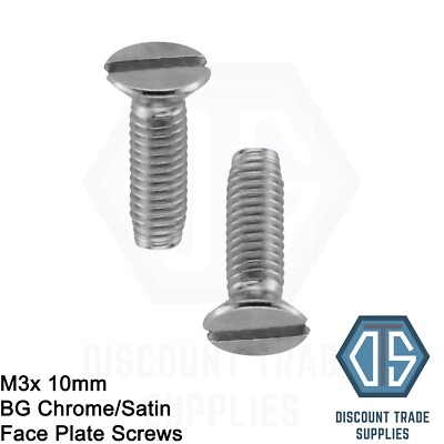 2x M3 x 10mm Electrical Face Plate Screws Chrome/Satin 2 Pack (grid ...