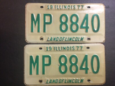 1977 ILLINOIS - MP 8840 matching pair - License Plate - Real nice shape ...