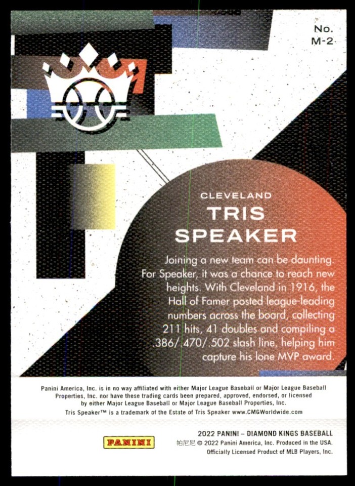 2022 Panini Diamond Kings Tris Speaker Baseball Cards #M-2 | eBay