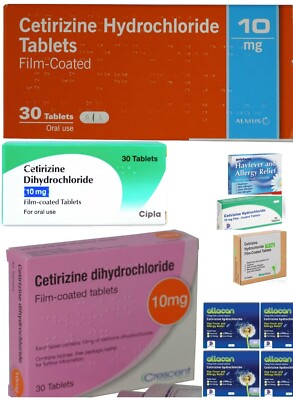 Cetirizine Hayfever Allergy Relief 10mg Antihistamine 30 x 20 packs ...