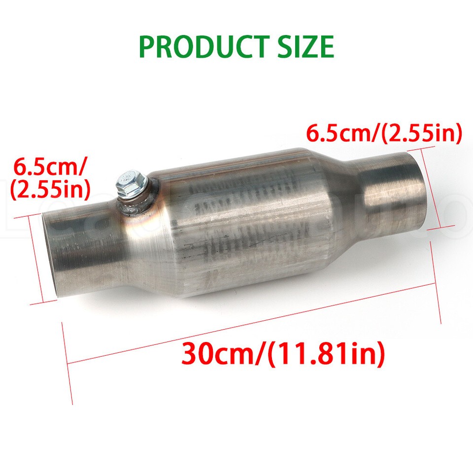2Pcs 2.5" Universal High Flow Performance Catalytic Converter Stainless ...