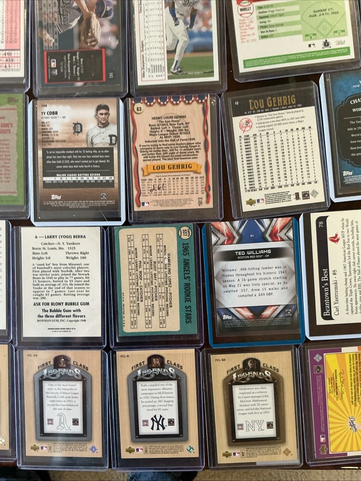 28 Vintage Basball Card Lot Mickey Mantle, Lou Gehrig, Sandy Koufax.. 5 ...