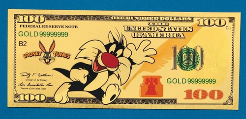 Walt Disney $100 bill - Sylvester the Cat Note - Gold Foil Collectors ...