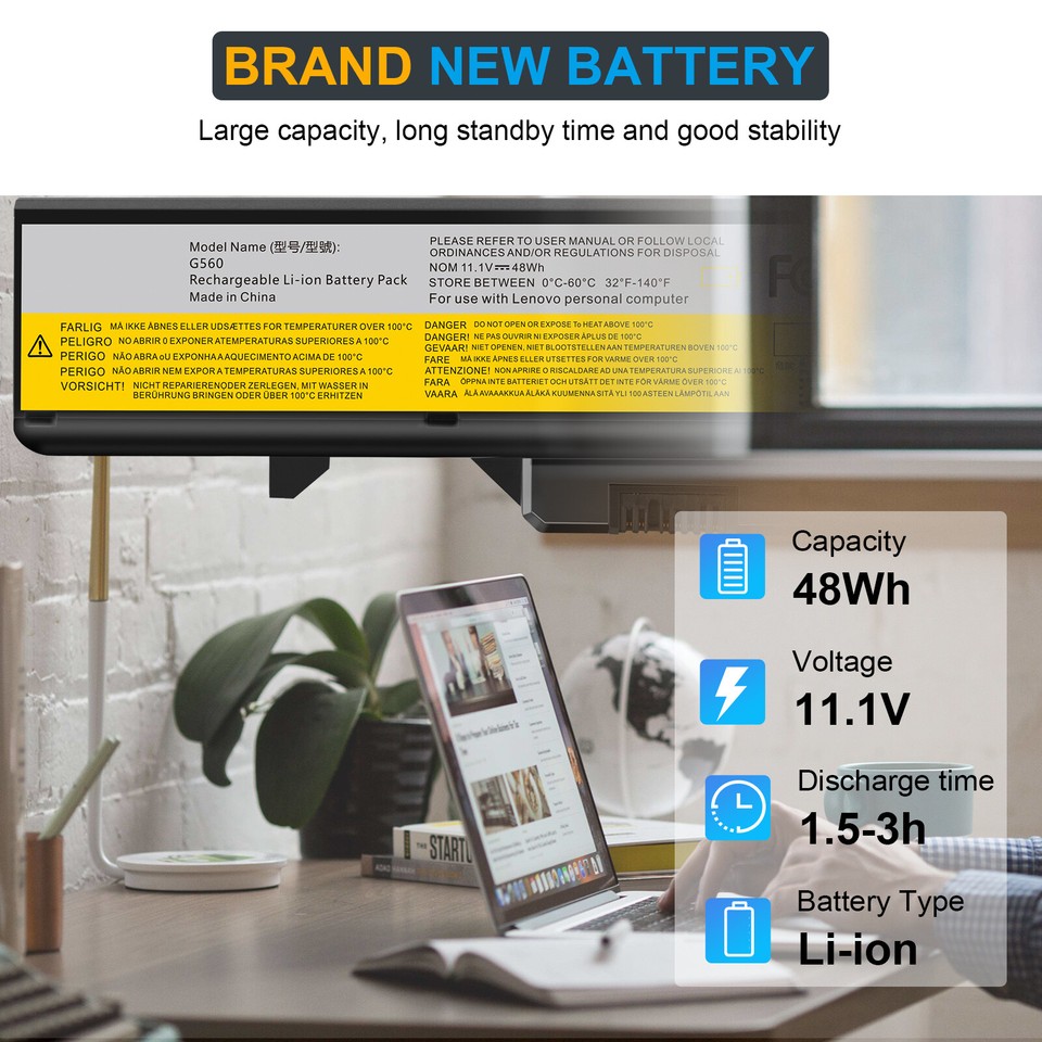 L09S6Y02 Battery for Lenovo V570 G560 B570 IdeaPad Z470 Z560 Z565 Z570 ...